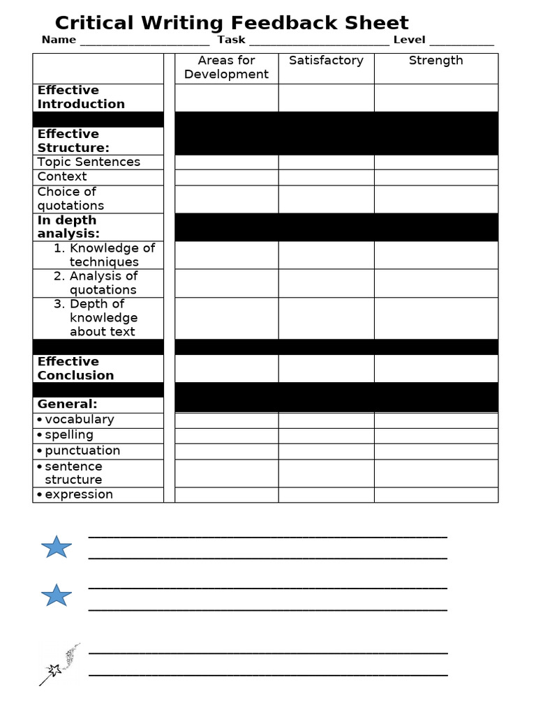 Critical Writing Feedback | PDF | Learning | Linguistics