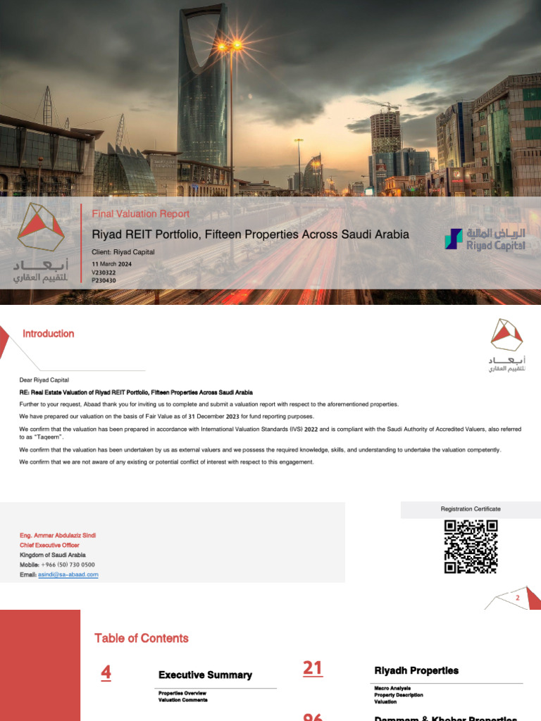 Riyad REIT Valuation Report | PDF | Fair Value | Valuation (Finance)
