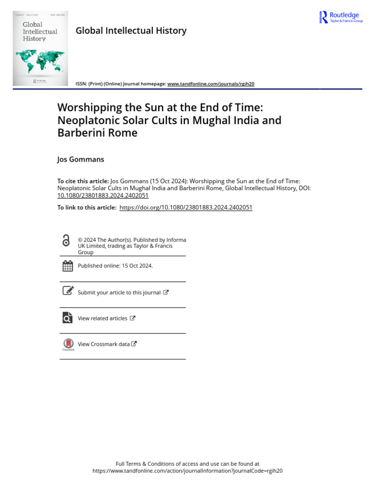 Worshipping The Sun at The End of Time Neoplatonic Solar Cults in ...