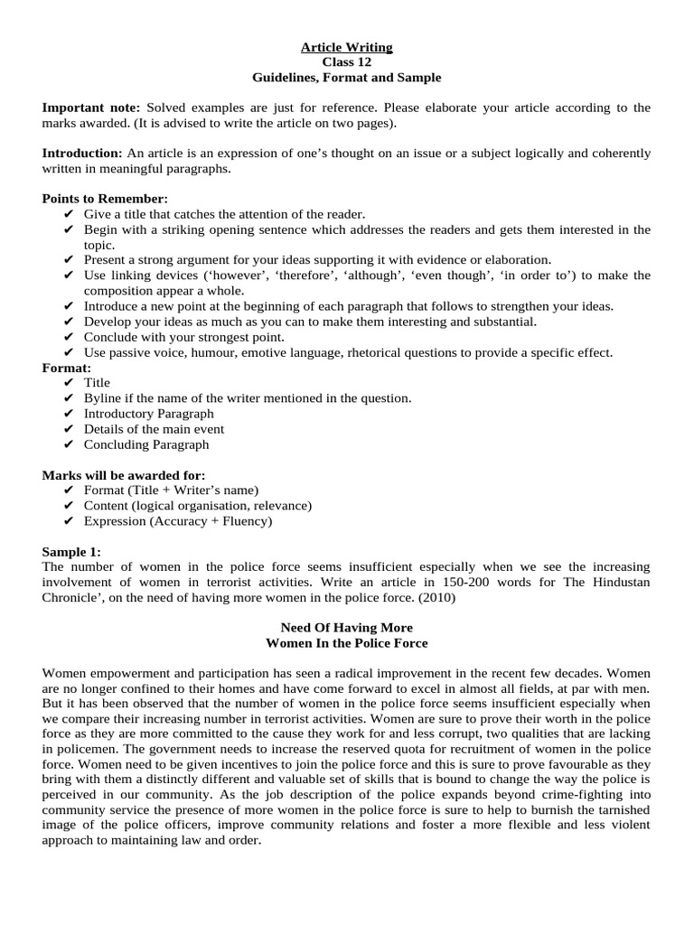 Article Writing Class 12 | PDF | Advertising | Social Psychology