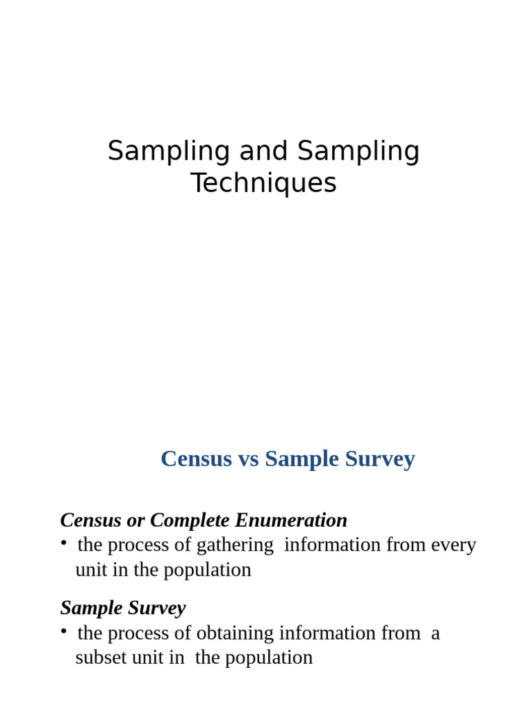 2 Sampling and Sampling Techniques | PDF | Sampling (Statistics) | Census