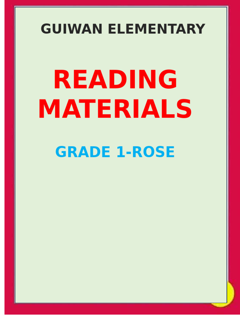 Grade 1 Reading Booklet | PDF