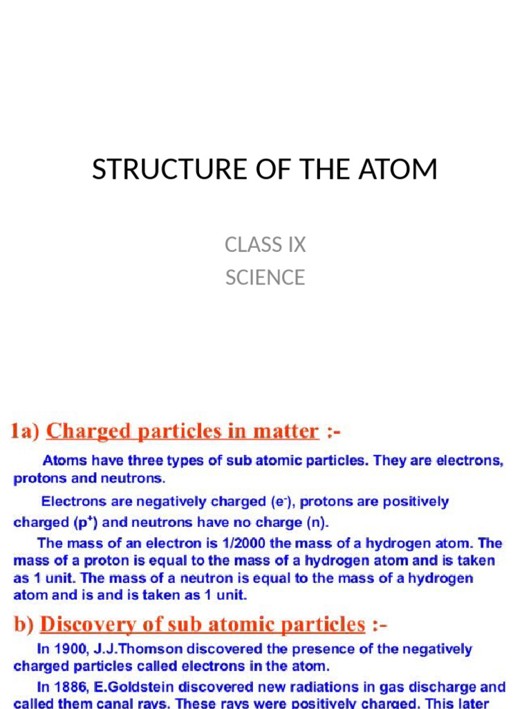 CH 4 Structure of The Atom 2 | PDF