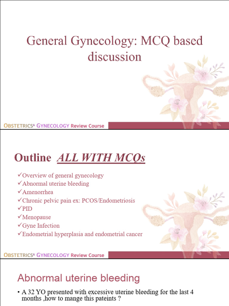 ?MCQ Obs&Gyn Review-1 | PDF | Gynaecologic Disorders | Genitourinary System Diseases