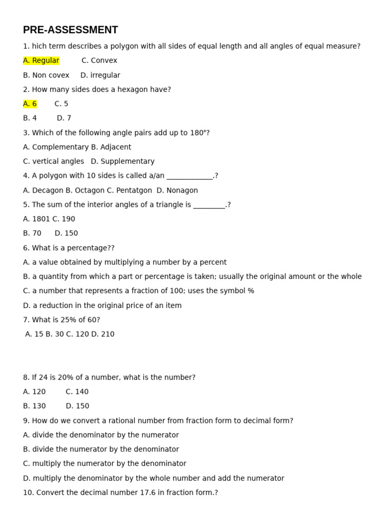 Pre Assessment | PDF | Career & Growth