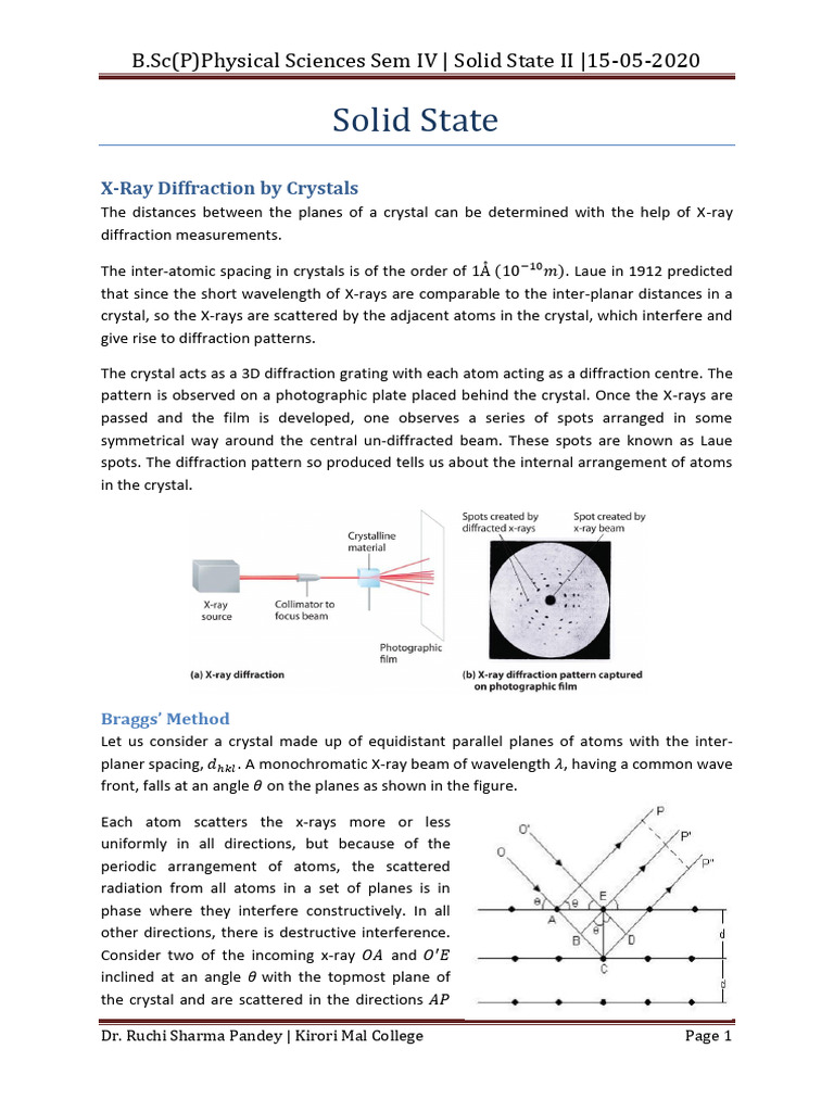 Solid State-II-PS2-15-05-2020 | PDF | X Ray Crystallography | Ion