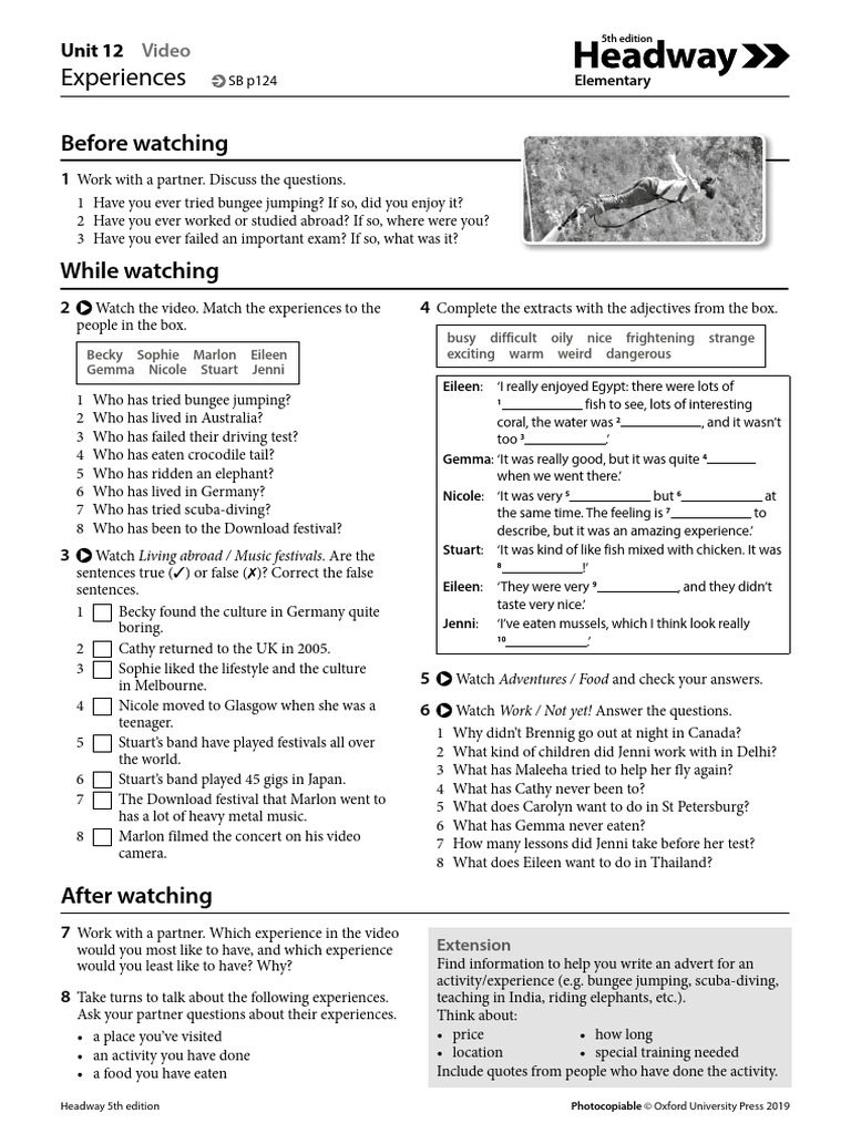 HW5e Elem VideoWorksheet U12 Web | PDF