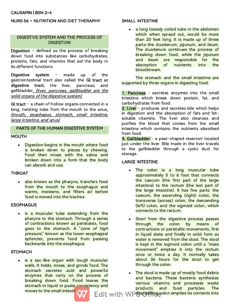 Nutri and Diet Theraphy | PDF | Human Digestive System ...