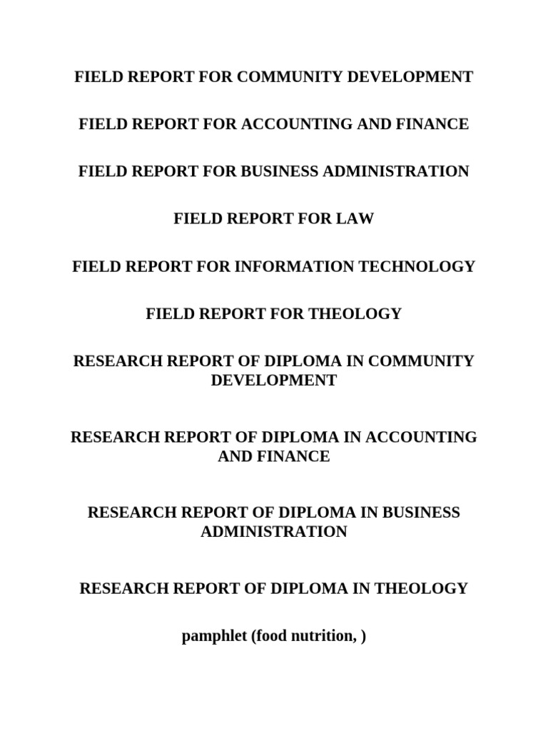 Field Report For Community Development | PDF