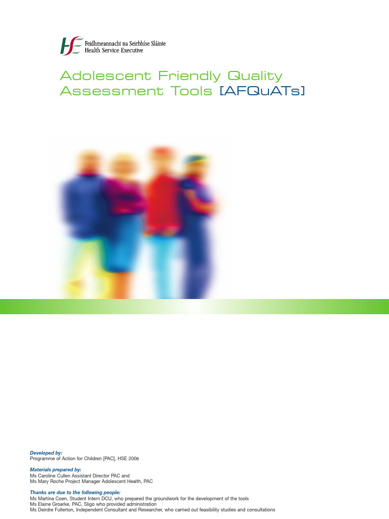 Adolescent Friendly Quality Assessment Tools-2006 | PDF