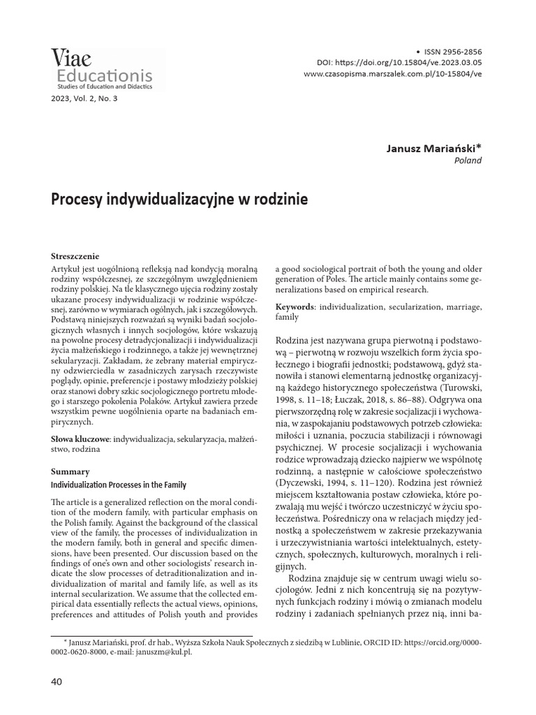 Procesy - Indywidualizacyjne - W - Rodzin Mariański | PDF