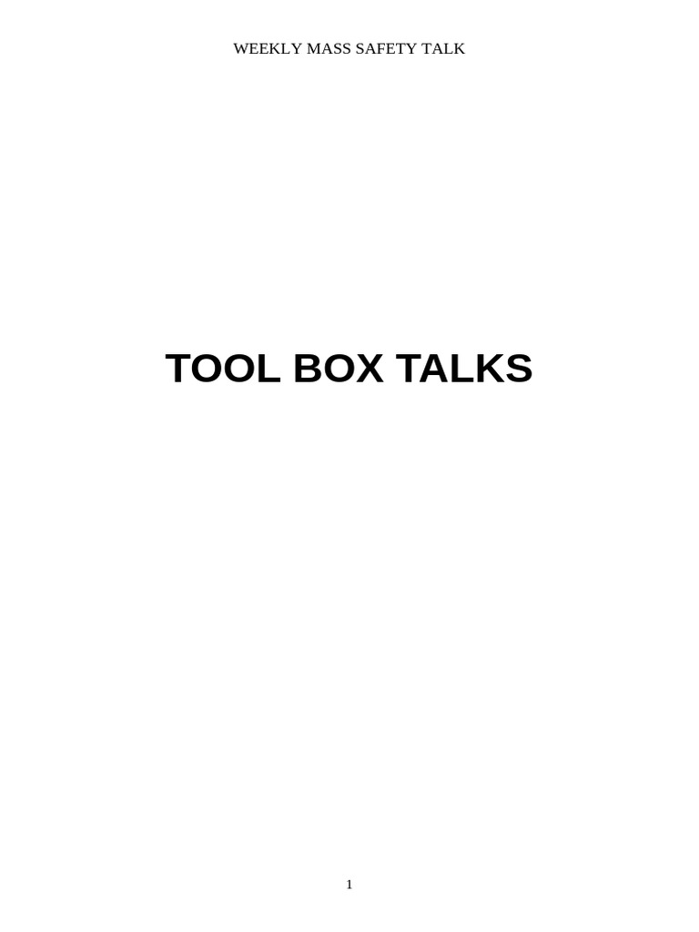 Toolbox Talks Topics | PDF | Electrical Connector | Occupational Safety ...