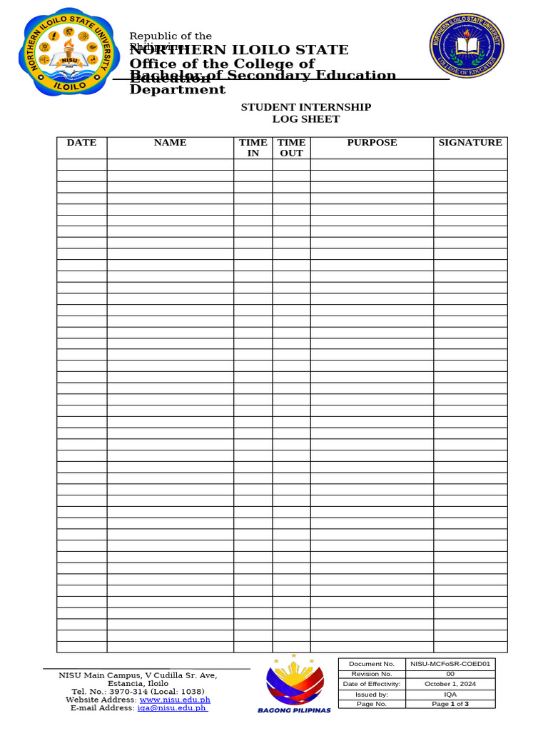 Bsed 2024 Log Sheet | PDF