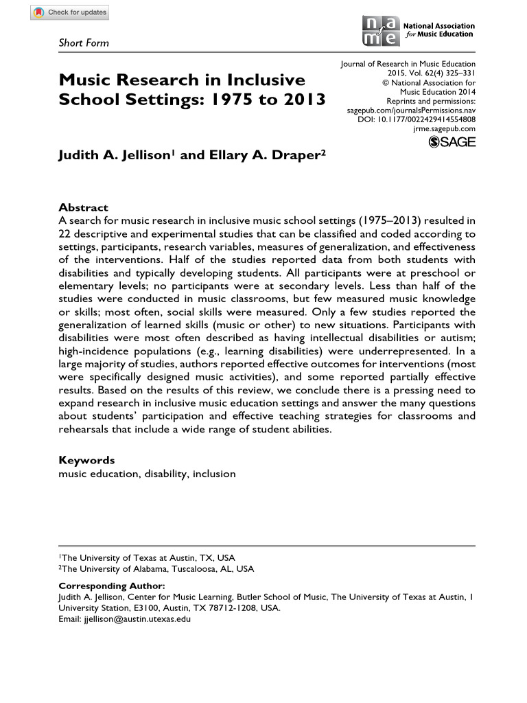 Jellison Draper 2014 Music Research in Inclusive School Settings 1975 ...