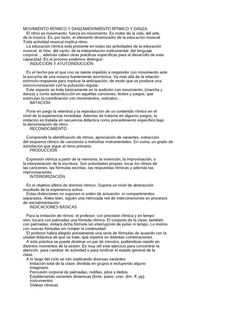 Movimiento Rítmico y Danza | PDF | Ritmo | Bailes