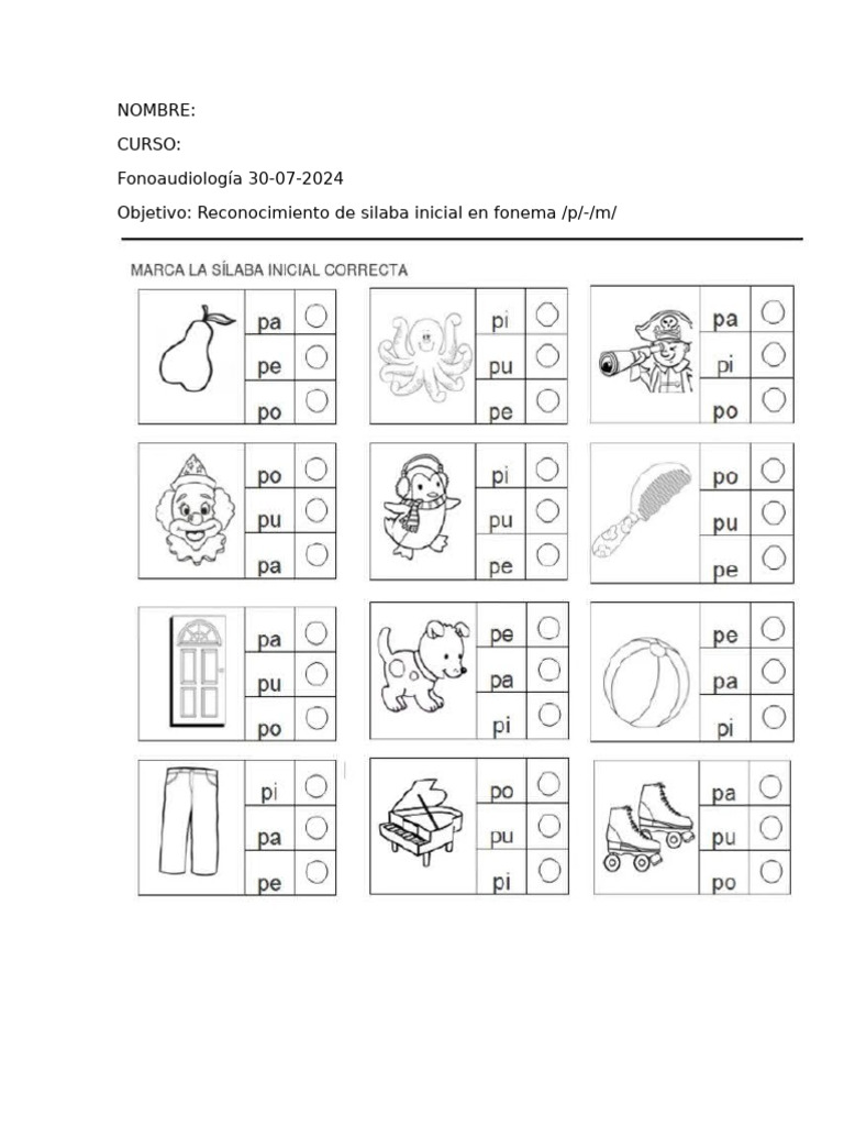 Guia de Refuerzo Kinder Fonema M-P | PDF