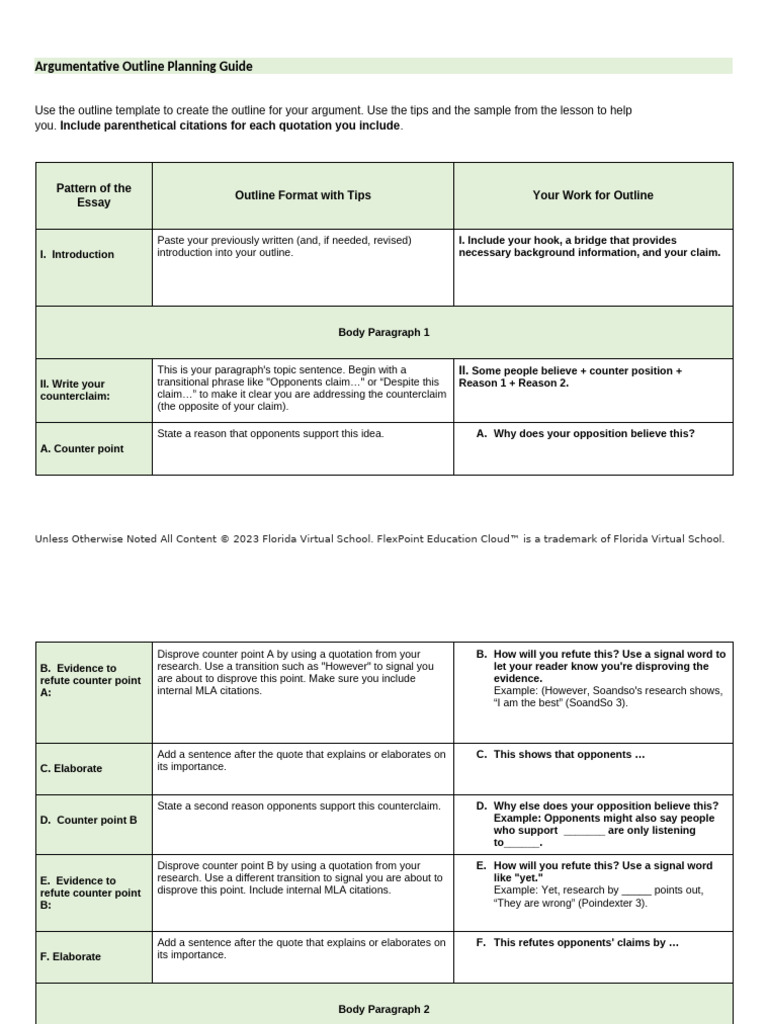 Argumentative Outline Planning Guide | PDF | Citation