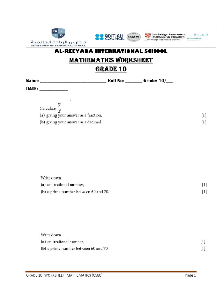 Aris Term 1 2024-25 Worksheet Grade 10 | PDF | Technology & Engineering