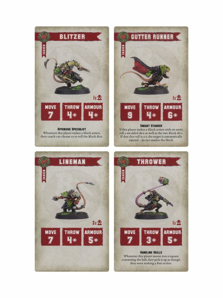 PDF BzB2 Player Cards - Skaven Team | PDF