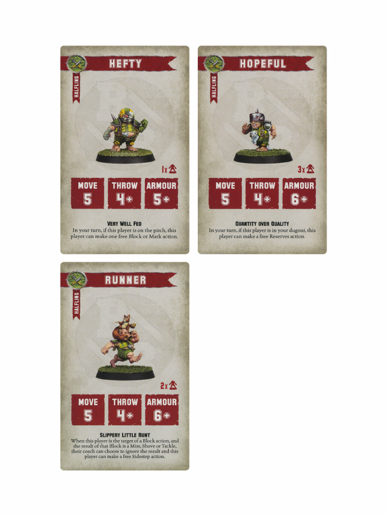 PDF BzB2 Player Cards - Halfling Team | PDF