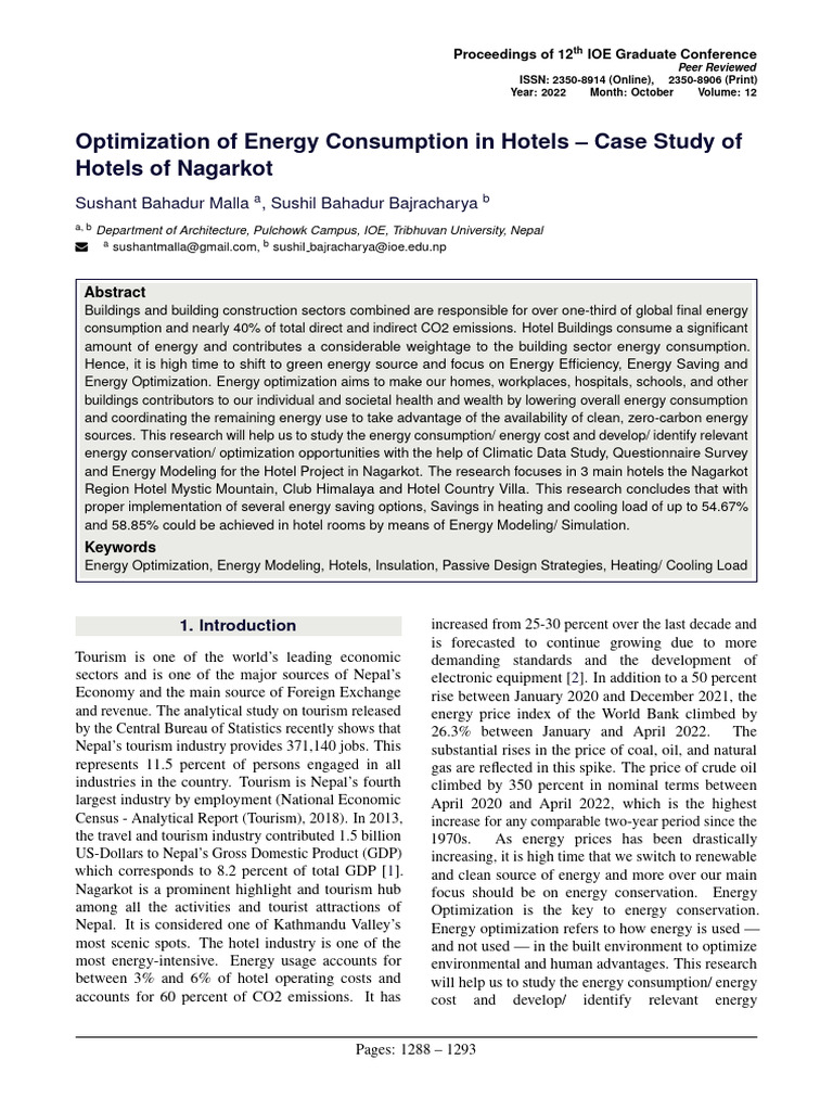 Energy Optimization in Nagarkot Hotels | PDF | Building Insulation ...