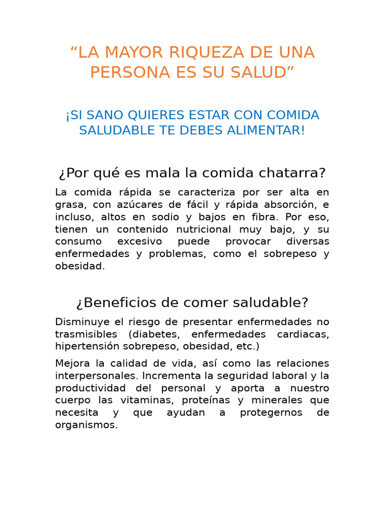 La Mayor Riqueza de Una Persona Es Su Salud | PDF | Relaciones ...