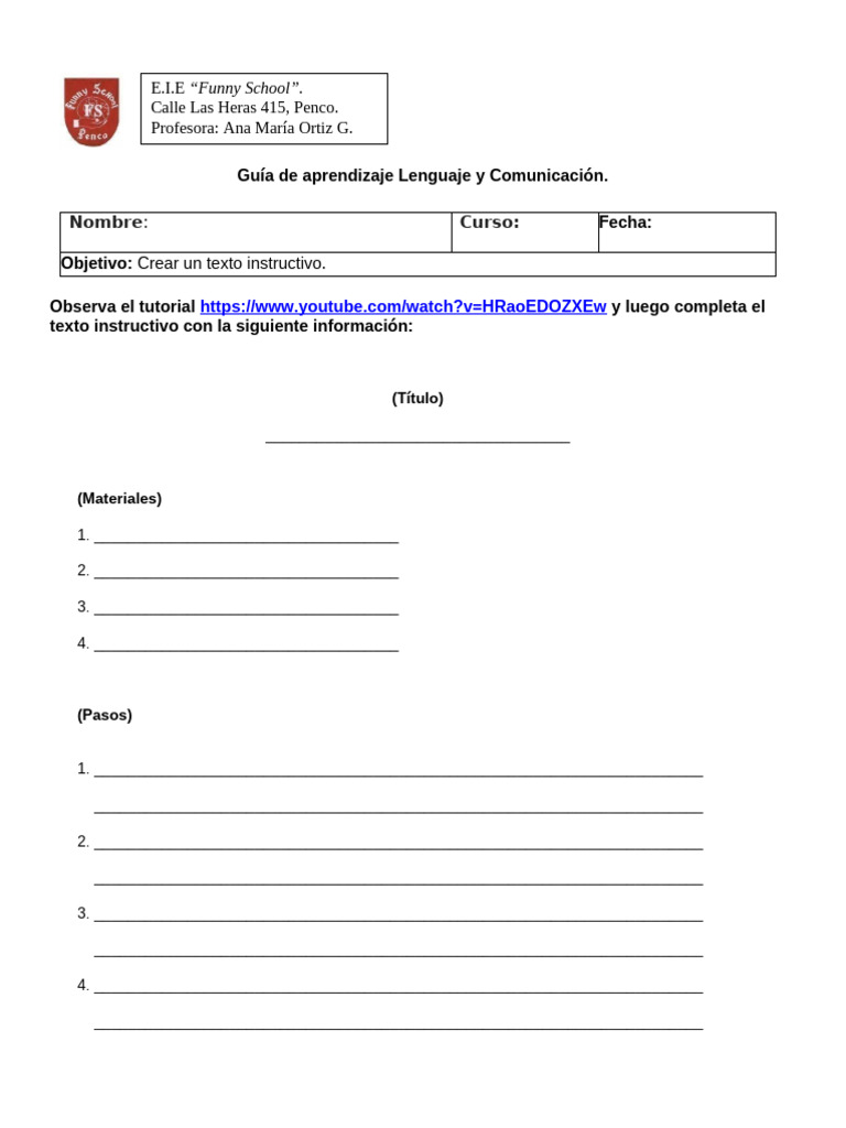 Texto Instructivo Guía Cuarto | PDF