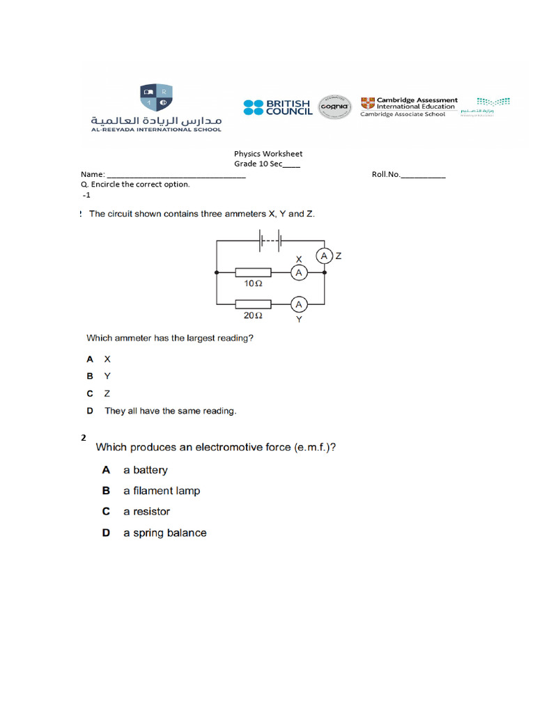 Grade 10 Physics Worksheet | PDF | Teaching Methods & Materials | Home & Garden