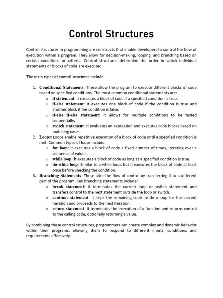 Control Structures | PDF Control Structures | PDF