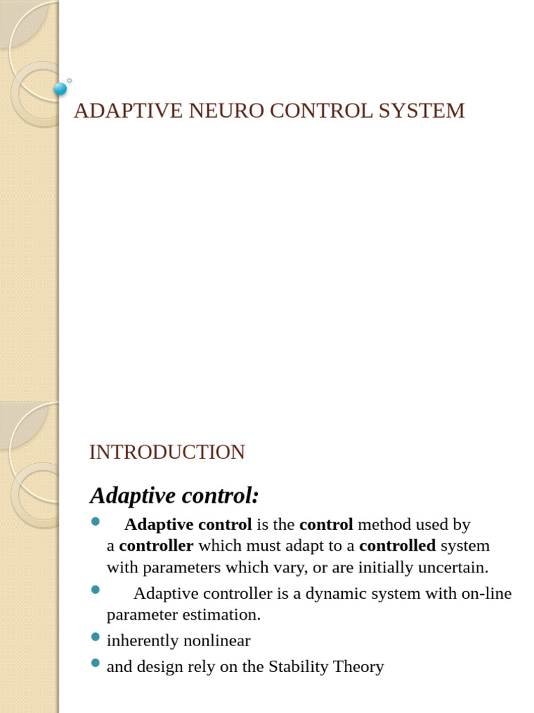 Adaptive Neuro Control System | PDF | Control Theory | Parameter (Computer Programming)