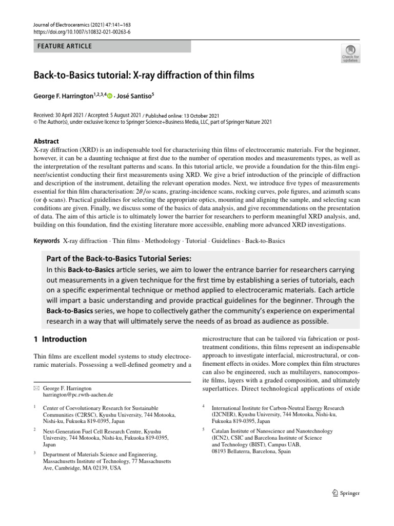 XRD Basics for Thin Film Characterization | PDF | Thin Film | X Ray ...