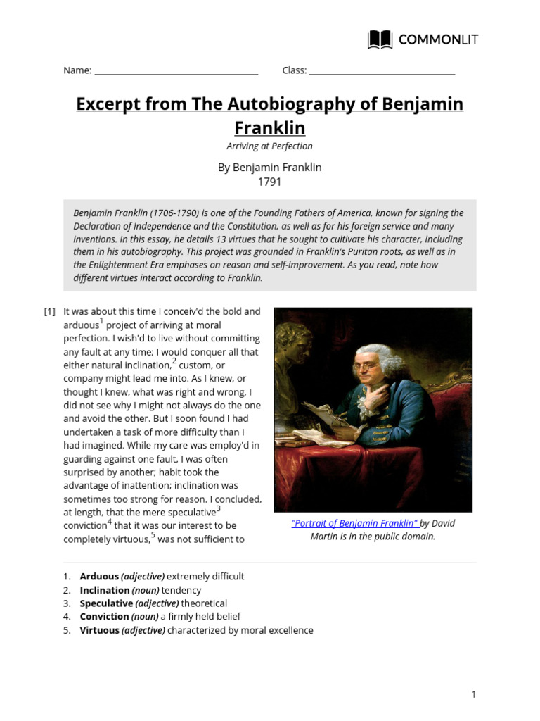 Benjamin Franklin's 13 Virtues Guide | PDF | Virtue | Benjamin Franklin