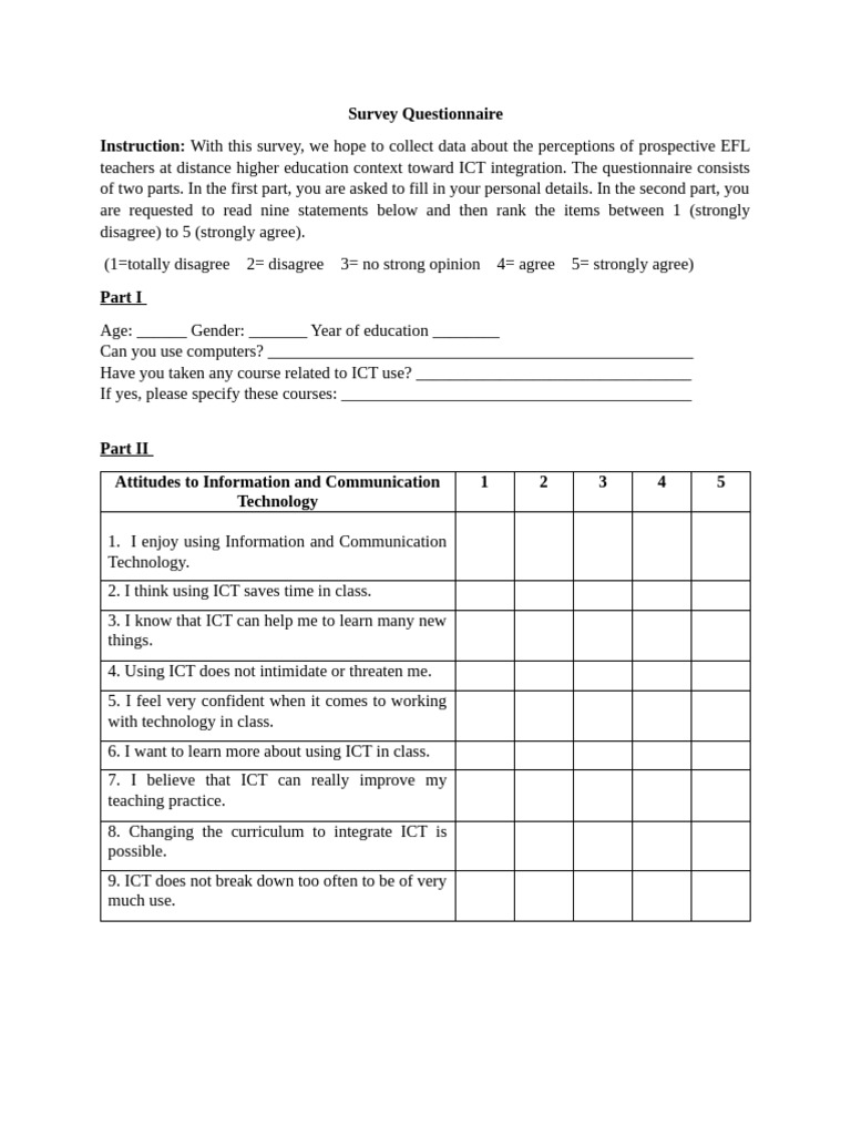 Survey Questionnaire | PDF | Computers