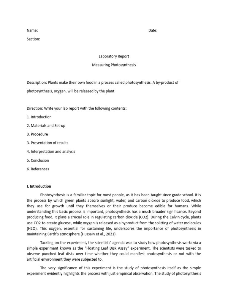 Floating Leaf Disk Photosynthesis Lab | PDF | Photosynthesis | Carbon ...