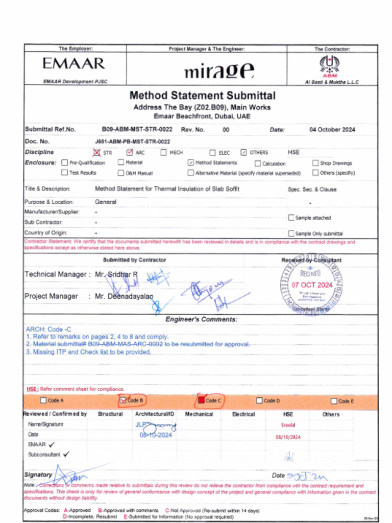 B09-ABM-MST-STR-0022 Rev.00 - Method Statement For Thermal Insulation of Slab Soffit - Code B+C ...
