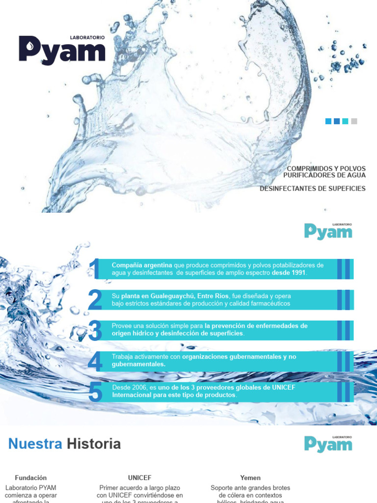 Soluciones Pyam: Agua y Desinfección | PDF | Agua | Agua potable