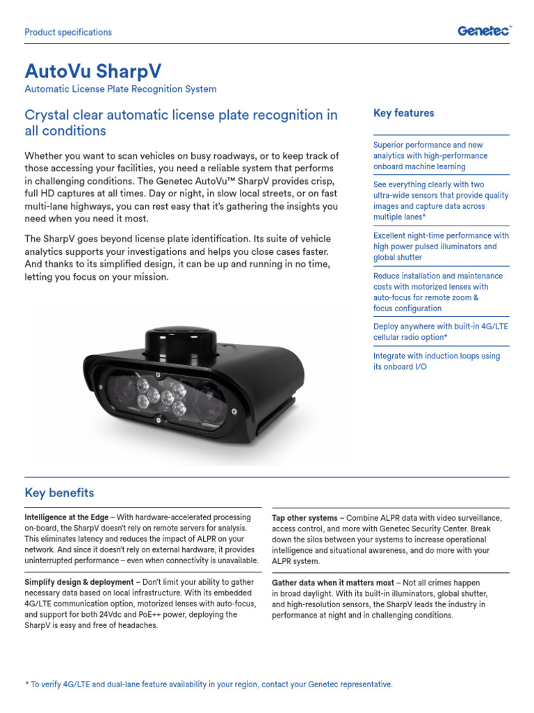 01-EN-Genetec-Autovu-Sharpv-Datasheet | PDF | Computing