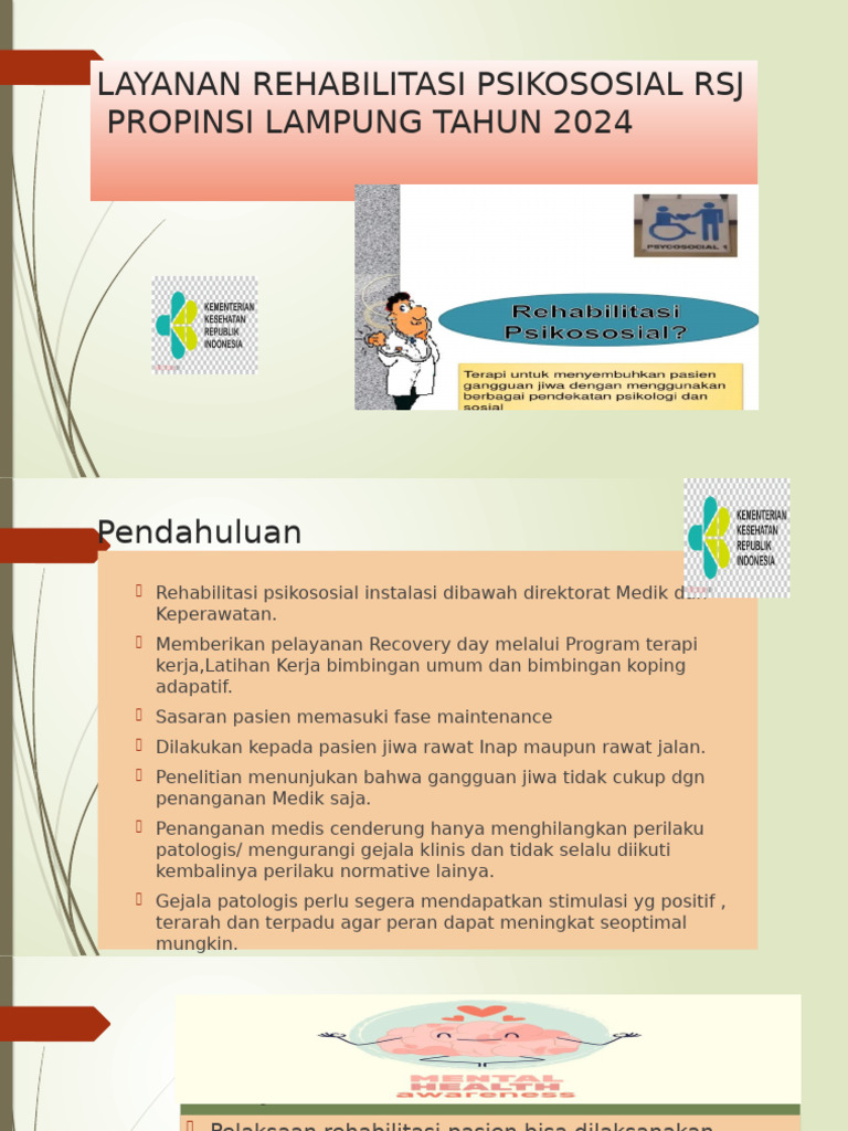 LAYANAN REHABILITASI PSIKOSOSIAL RSJ PROPINSI LAMPUNG TAHUN 2024 | PDF