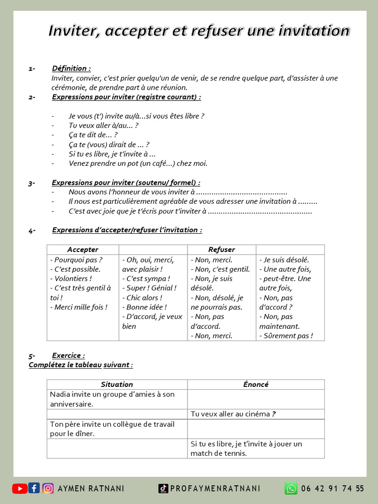 Inviter, accepter ou refuser une invitation | PDF