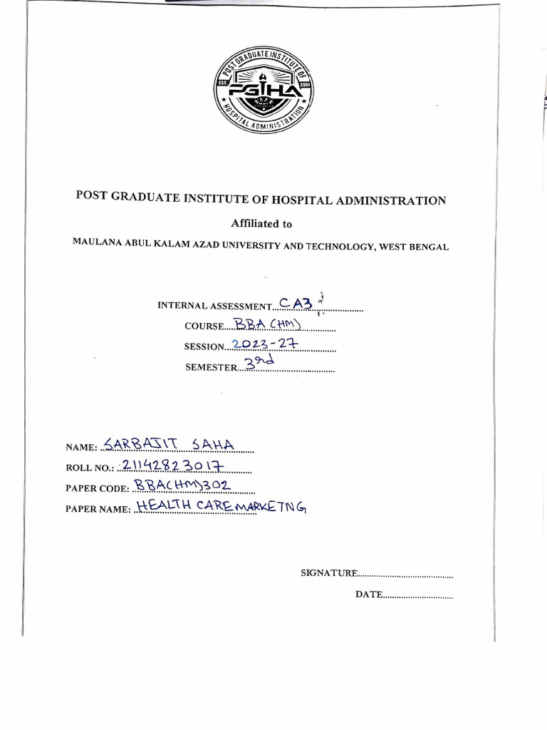 Sarbajit Saha, Ca3, Healthcare Marketing | PDF