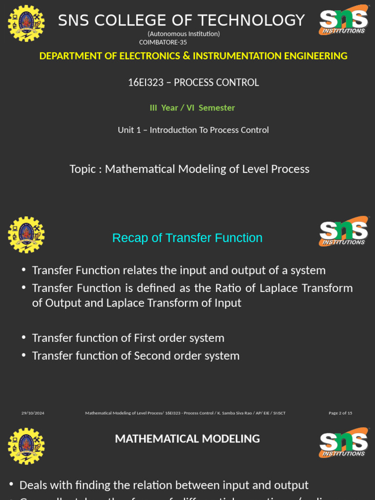 Mathematical Modeling of Level Process | PDF | Mathematical Model | System