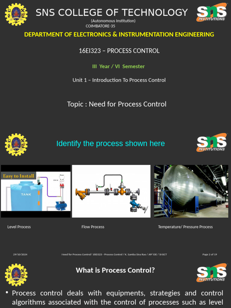Importance of Process Control in Industry | PDF | Sensor | Applied ...