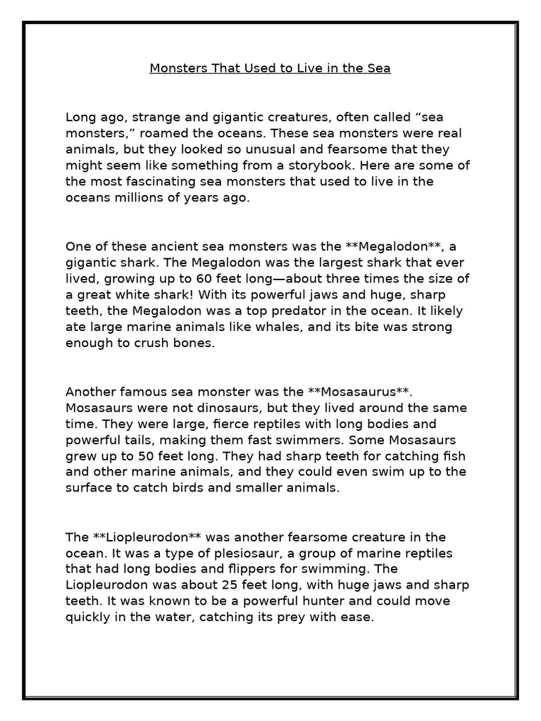 Ancient Sea Monsters Explained | PDF | Predation
