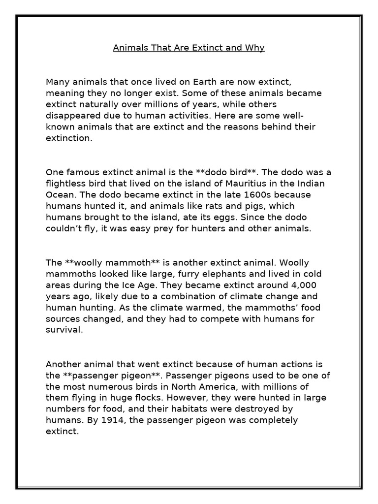 Animals That Are Extinct | PDF | Extinction | Natural Environment
