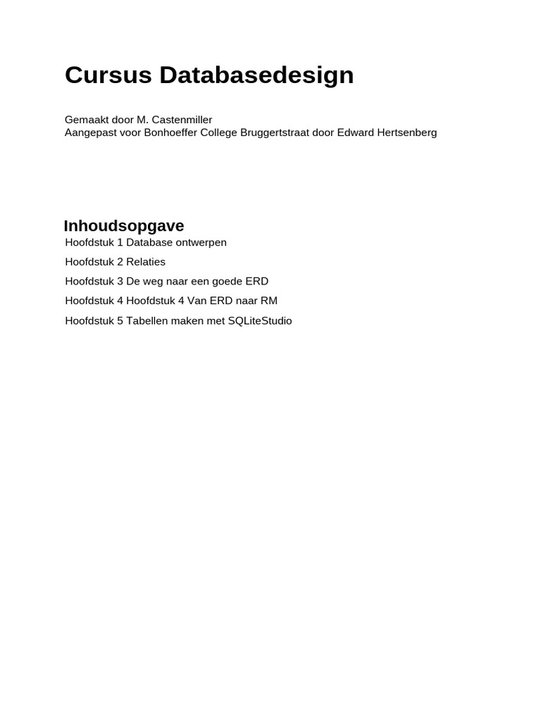 Cursus Databasedesign - H1 | PDF