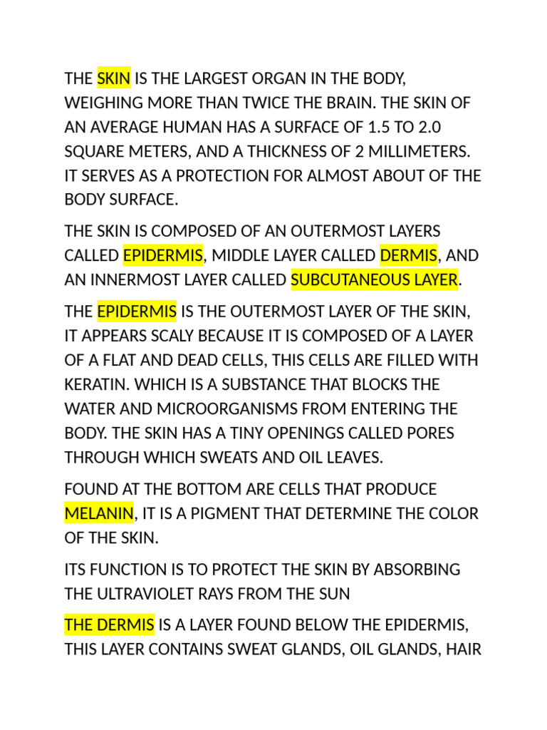 Integumentary System Reviewer | PDF