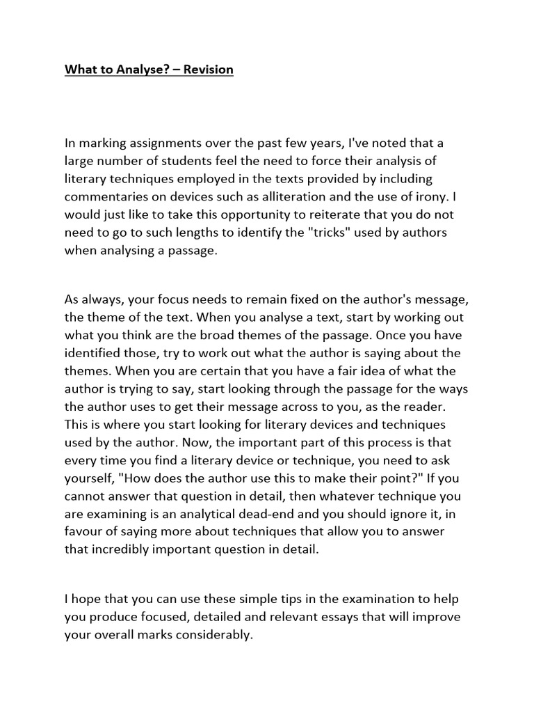 ENG2602 Study Unit 02 Prose Revision 02 What To Analyse | PDF