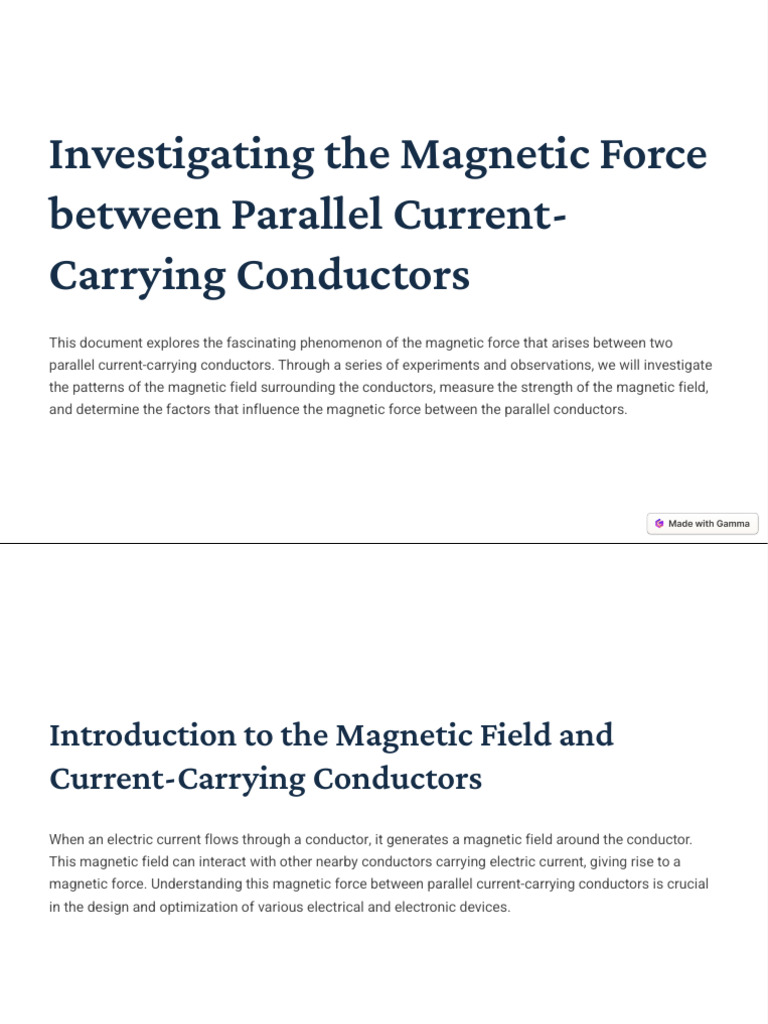 Investigating The Magnetic Force Between Parallel Current Carrying Conductors Pdf Force
