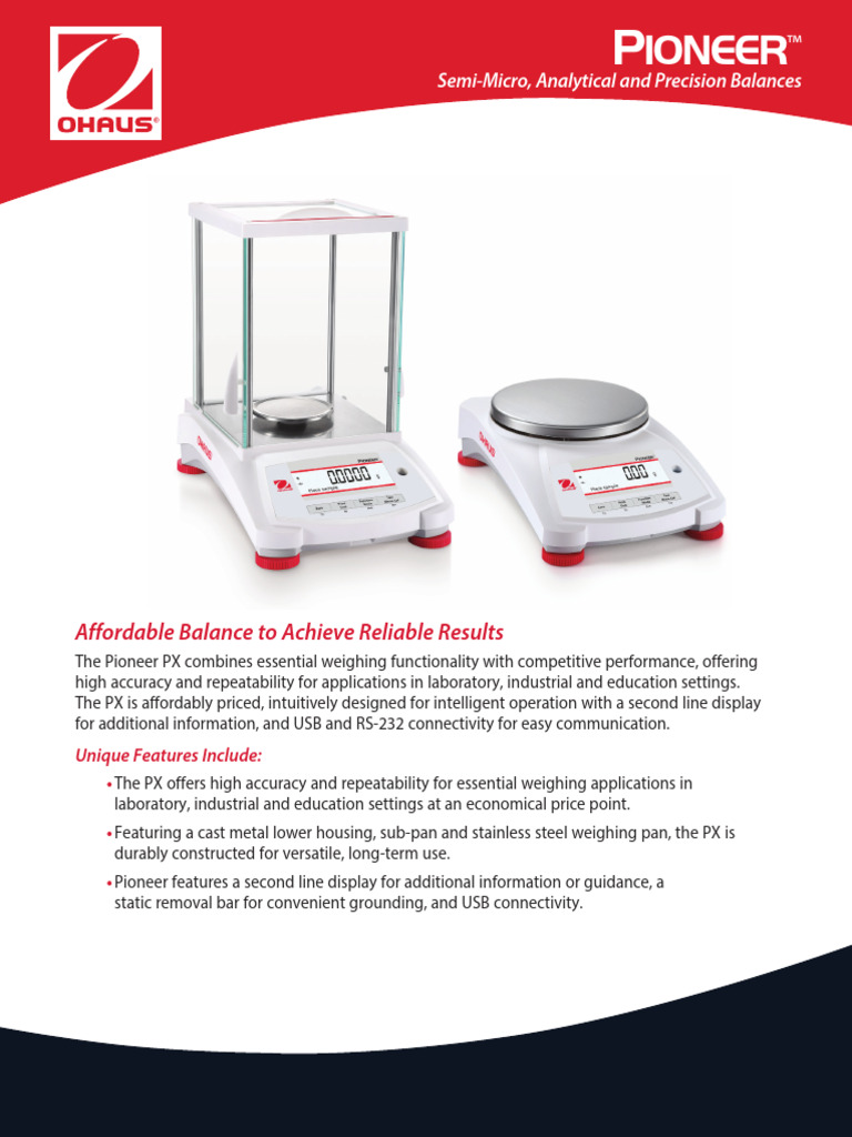 Pioneer PX Precision Balances Overview | PDF | Pound (Mass) | Grain (Unit)