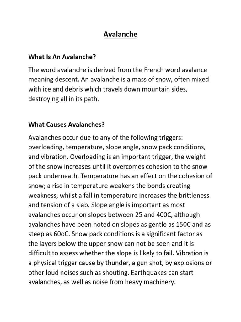 Avalanche | PDF | Snow | Earth Sciences